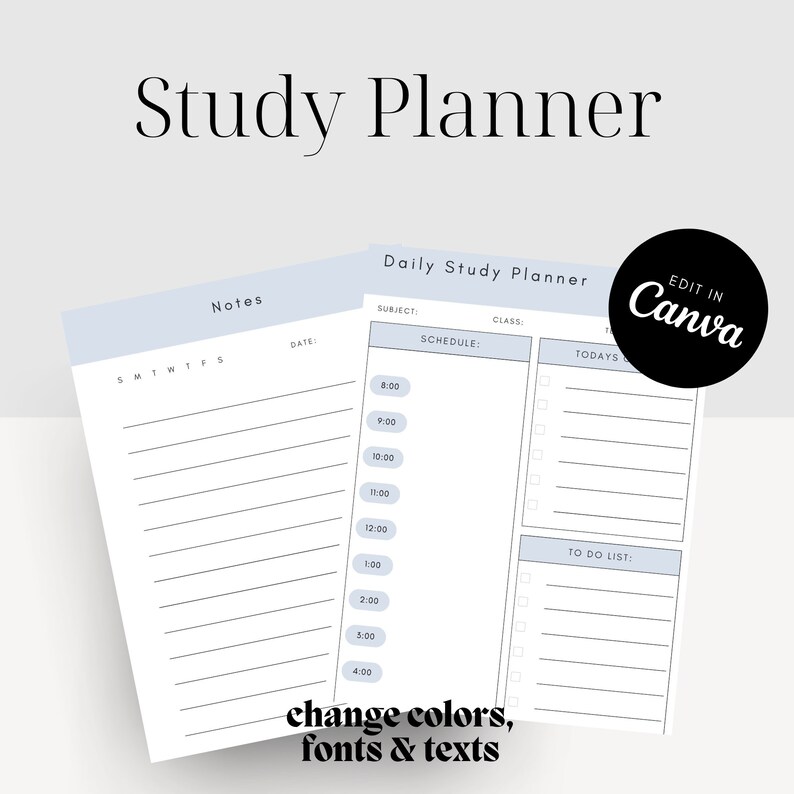 Student Planner Printable, Study Planner, Weekly Planner, Editable ...