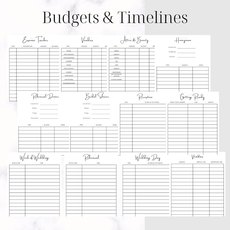 Wedding Planner Book, Wedding Planning Checklist, Wedding Itinerary ...