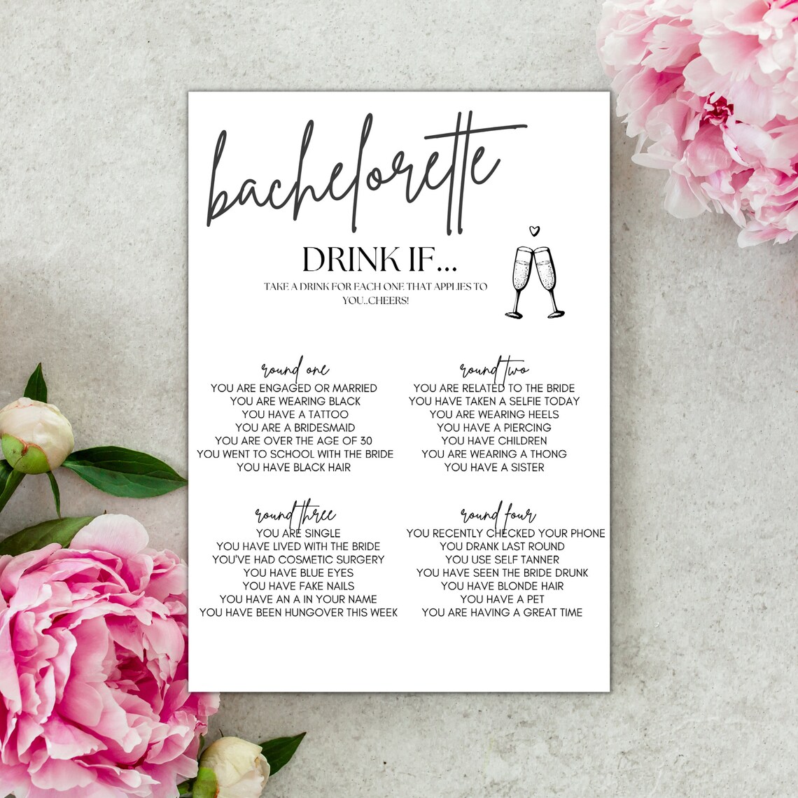 Bachelorette Party Drink If Game, Bachelorette Party Drink If Template ...
