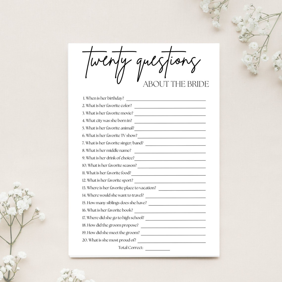 20 Questions About the Bride, Who Knows the Bride Best, Newlyweds Game ...
