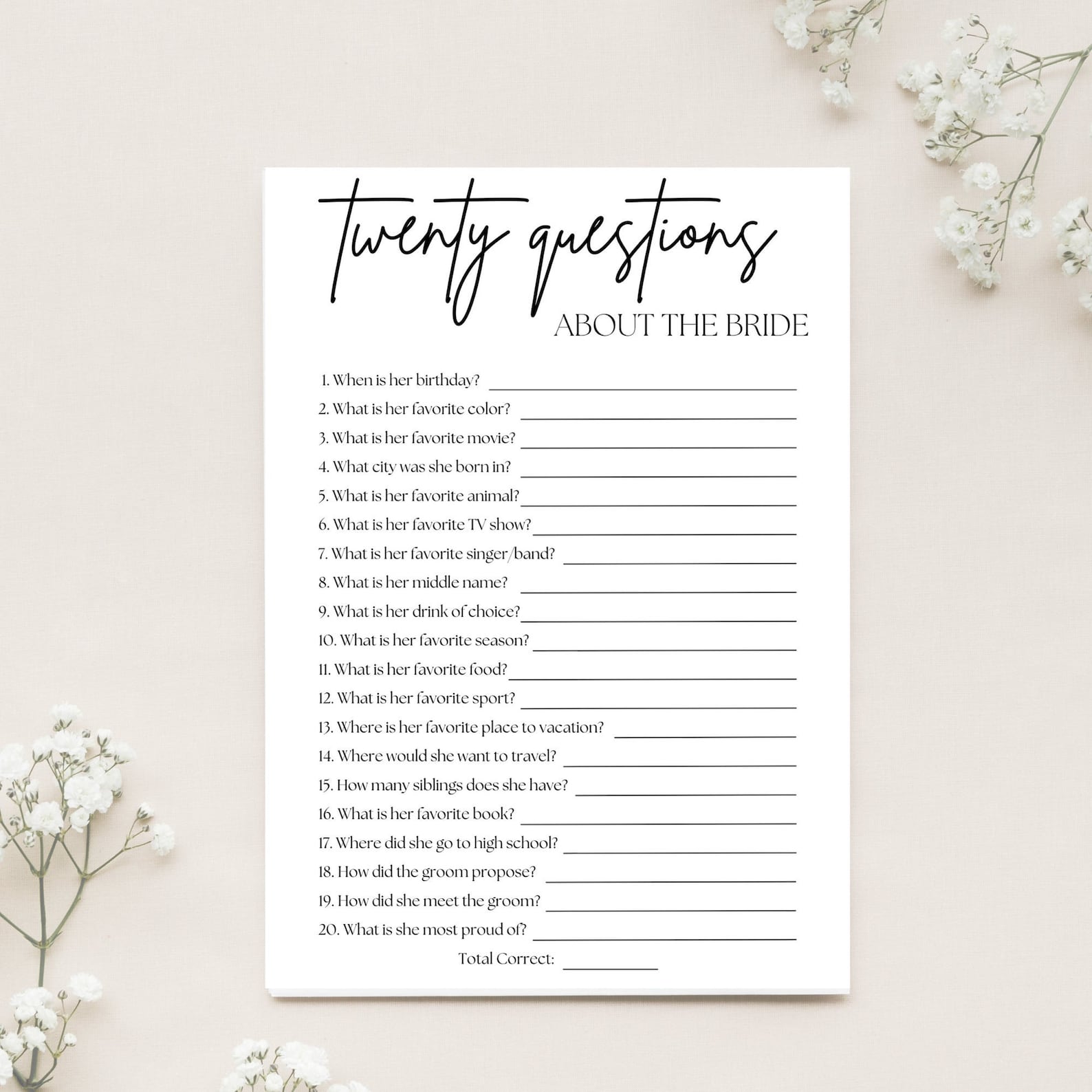 20 Questions About the Bride, Who Knows the Bride Best, Newlyweds Game ...