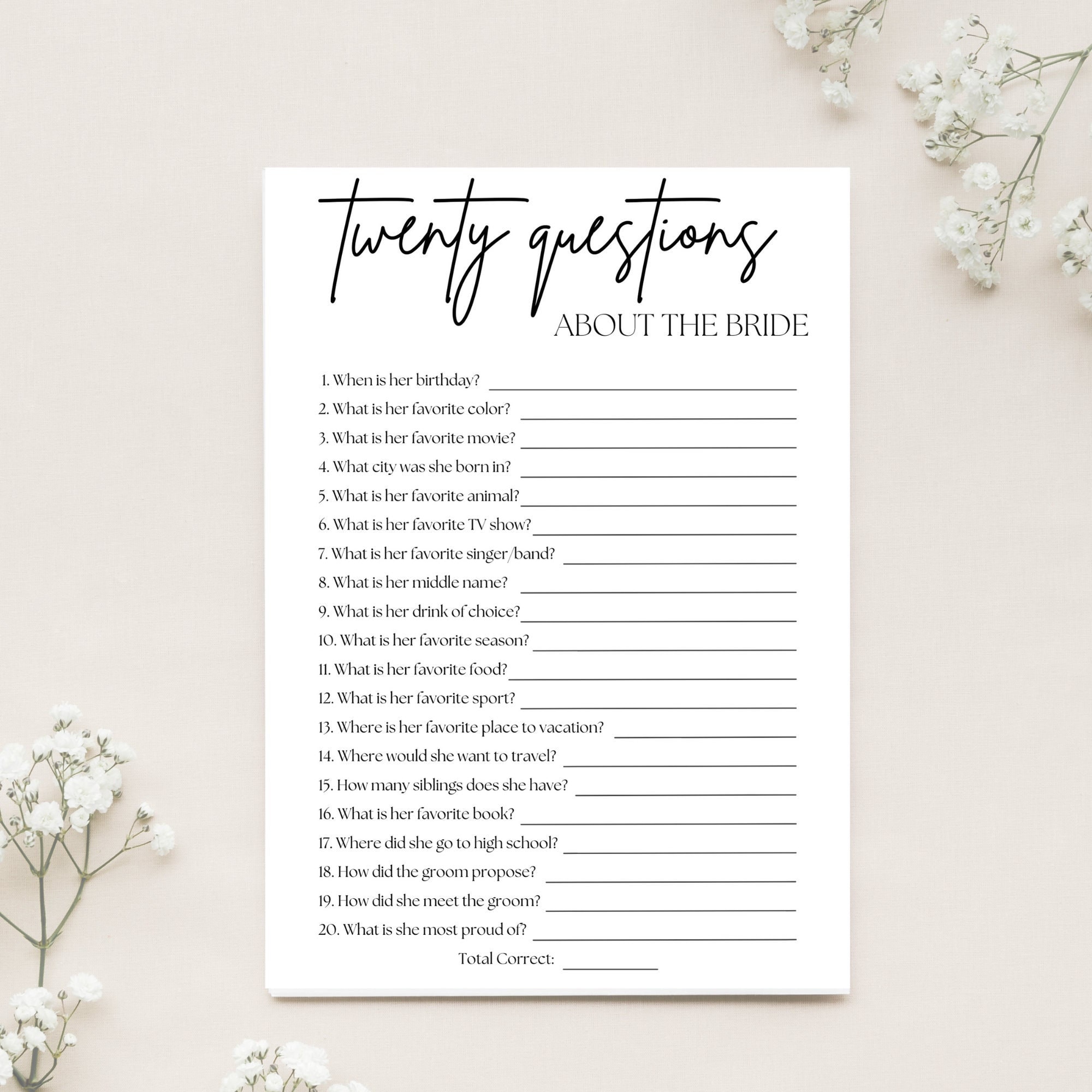 20 Questions About the Bride, Who Knows the Bride Best, Newlyweds Game ...
