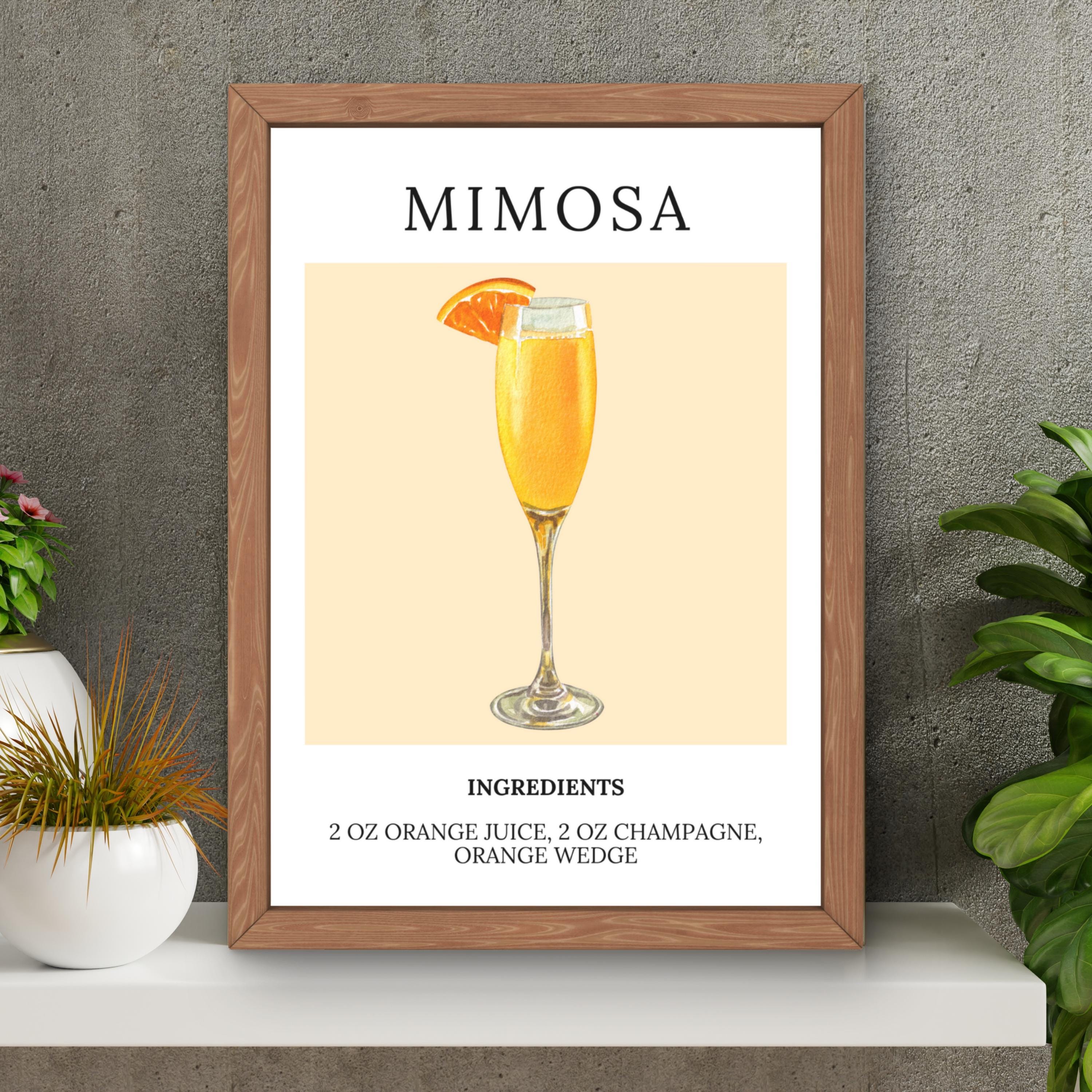 Mimosa, Mimosa Bar Sign, Cocktail Poster, Bar Cart Decor, Signature ...