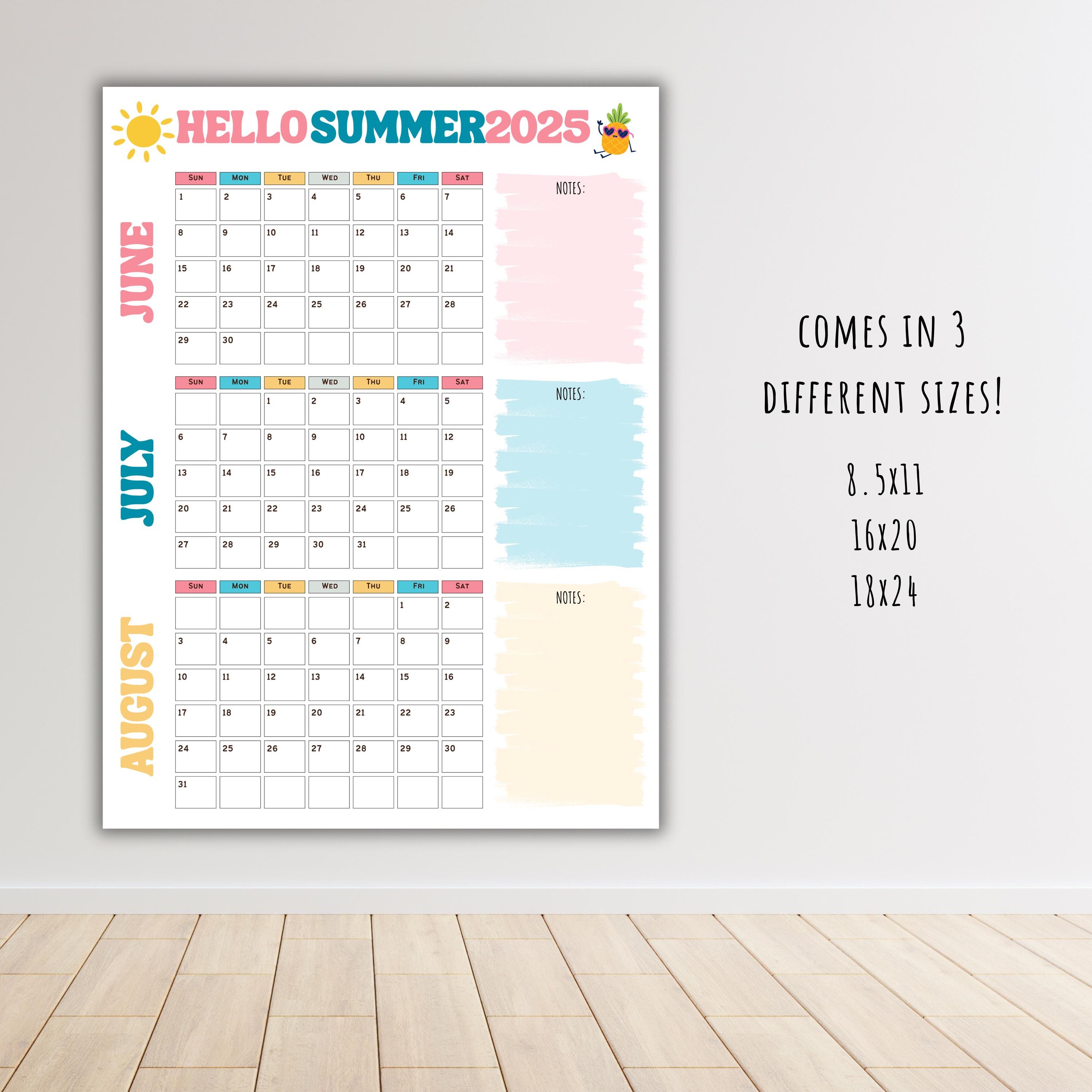 Summer Calendar Summer Fun Family Planner Summer Schedule Printable ...