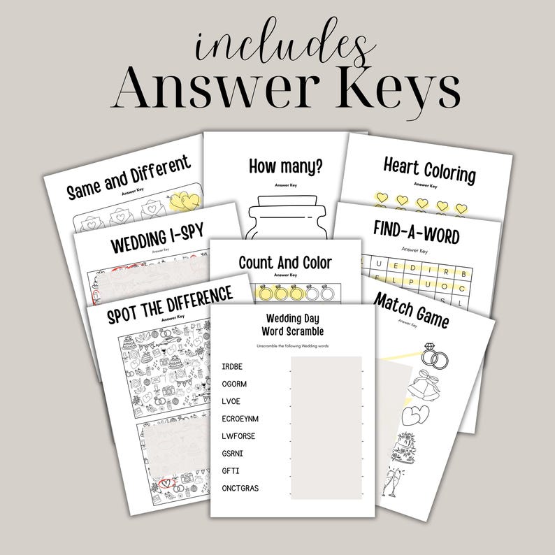 Kids Wedding Activity Book Wedding Coloring Pages Wedding Table Games ...