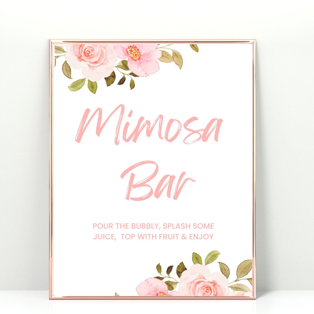 Mimosa Bar Sign, Bridal Shower Mimosa Sign, Wedding Mimosa Bar, Mimosa ...