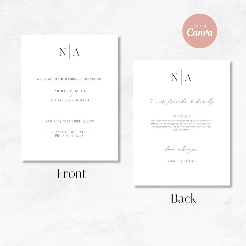 Catholic Wedding Program Template, Nuptial Mass Program, Ceremony ...