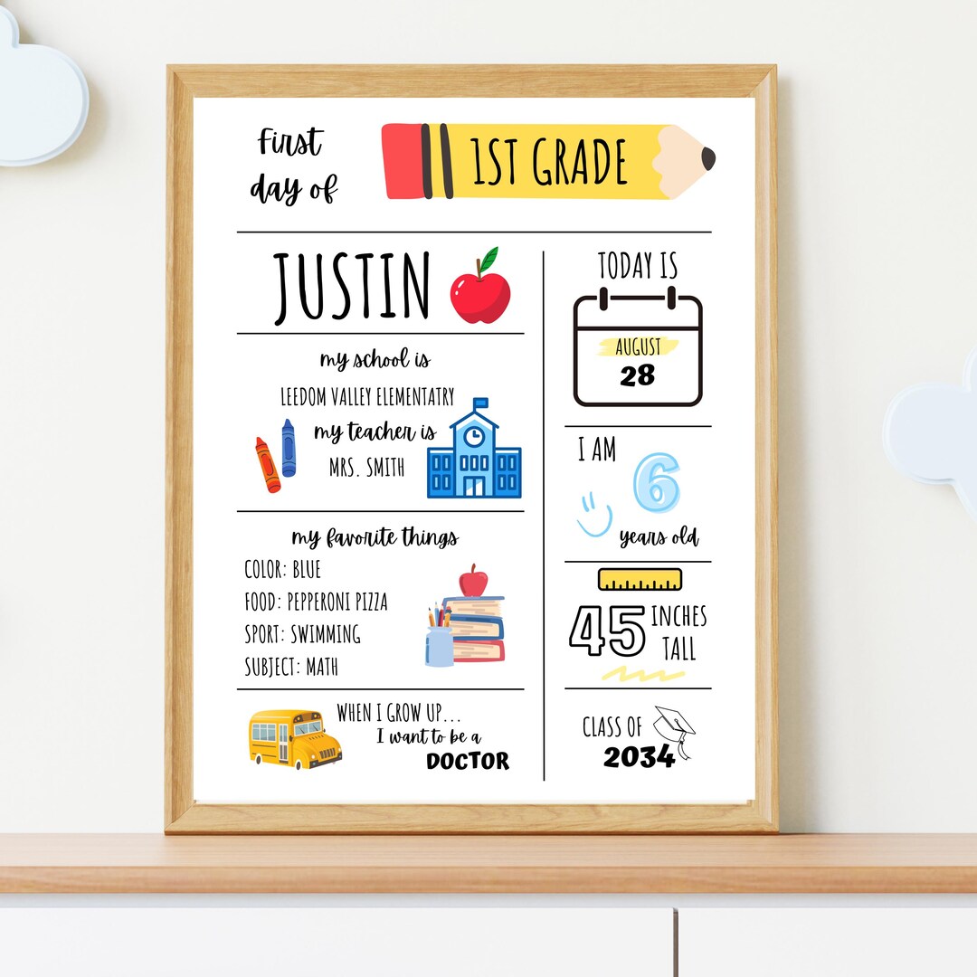 Editable Back to School Sign First Day of School Sign Printable ...