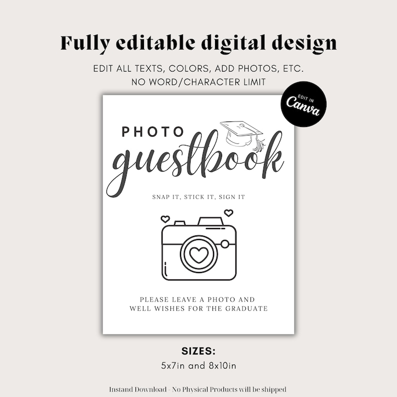 Photo Guestbook Sign Graduation Polaroid Guest Book Sign Graduation ...