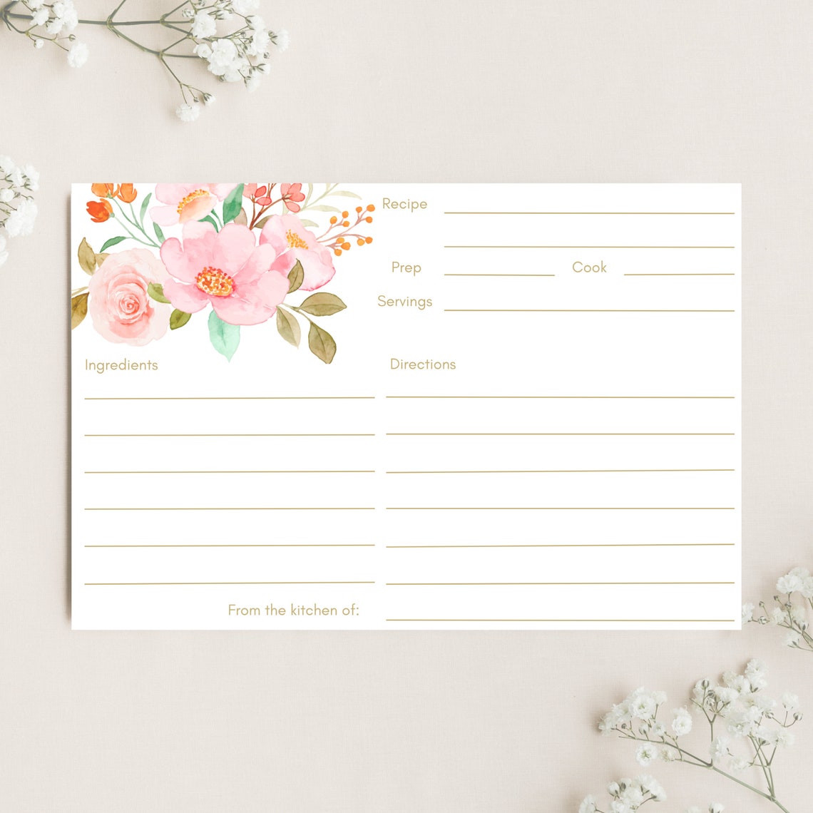 Printable Recipe Cards and Recipe Card Sign, Bridal Shower, Recipe Card ...