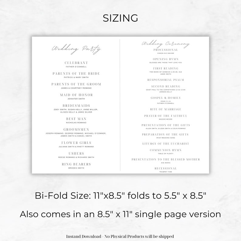 Catholic Wedding Program Template, Nuptial Mass Program, Ceremony ...