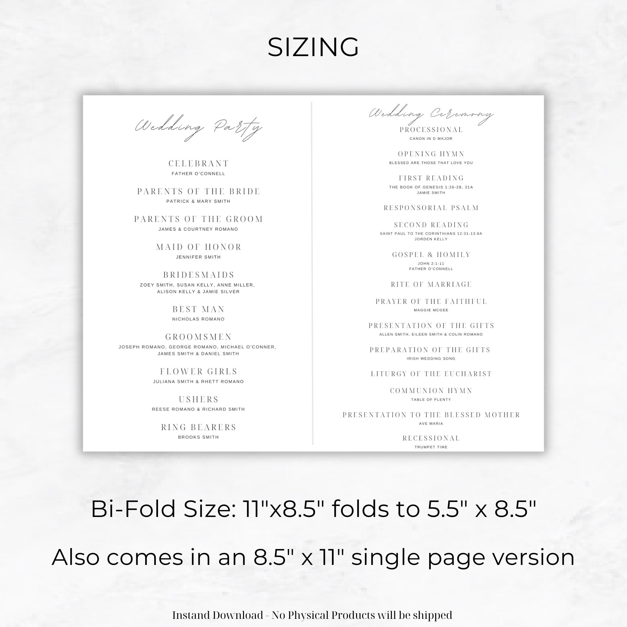 Catholic Wedding Program Template, Nuptial Mass Program, Ceremony ...