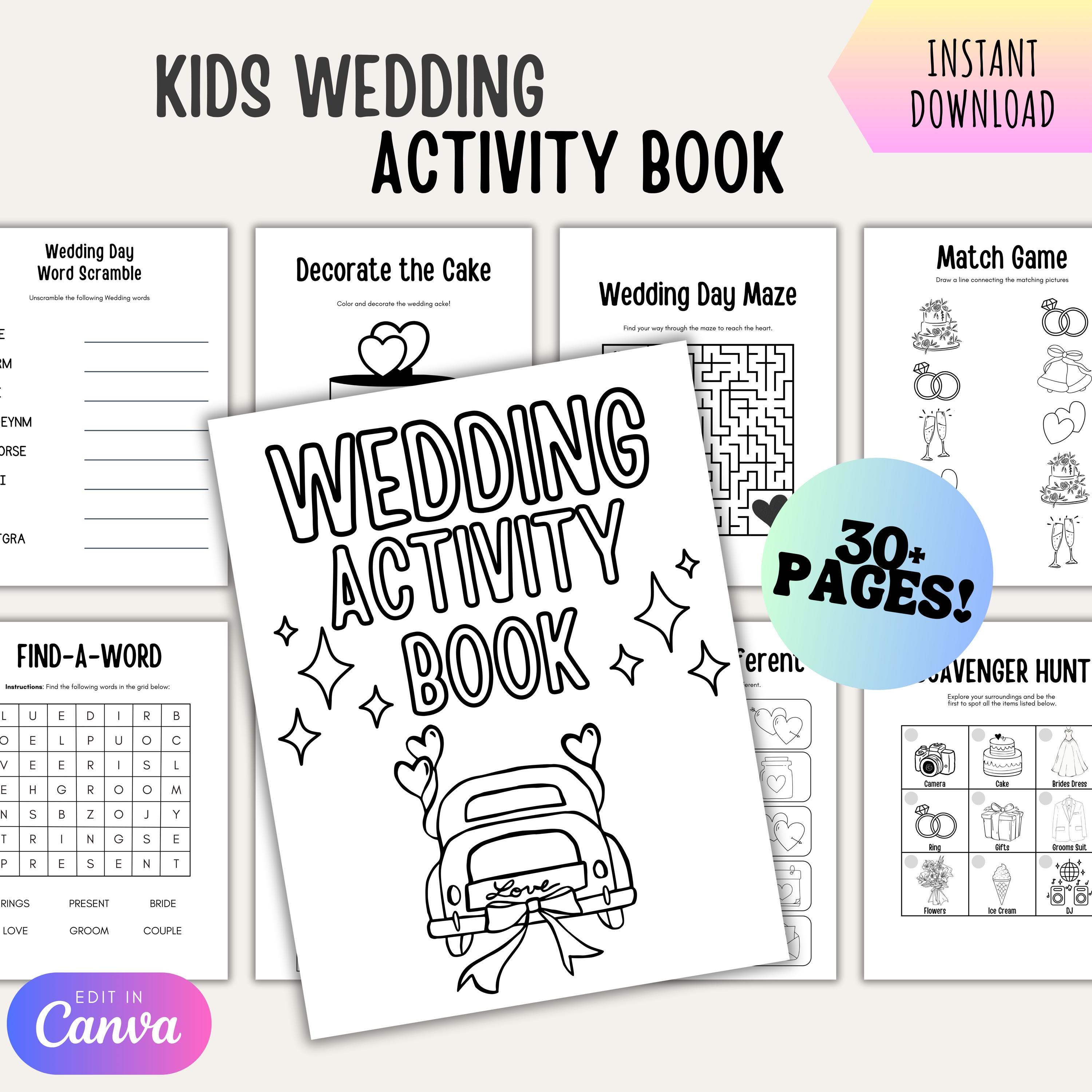 Kids Wedding Activity Book Wedding Coloring Pages Wedding Table Games ...