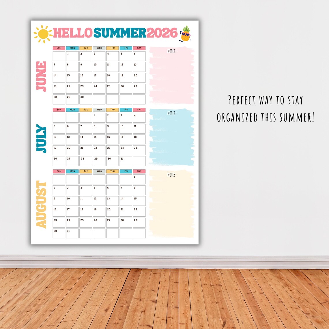 Summer Calendar Summer Fun Family Planner Summer Schedule Printable ...