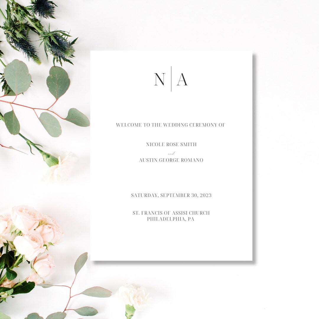 Catholic Wedding Program Template, Nuptial Mass Program, Ceremony ...