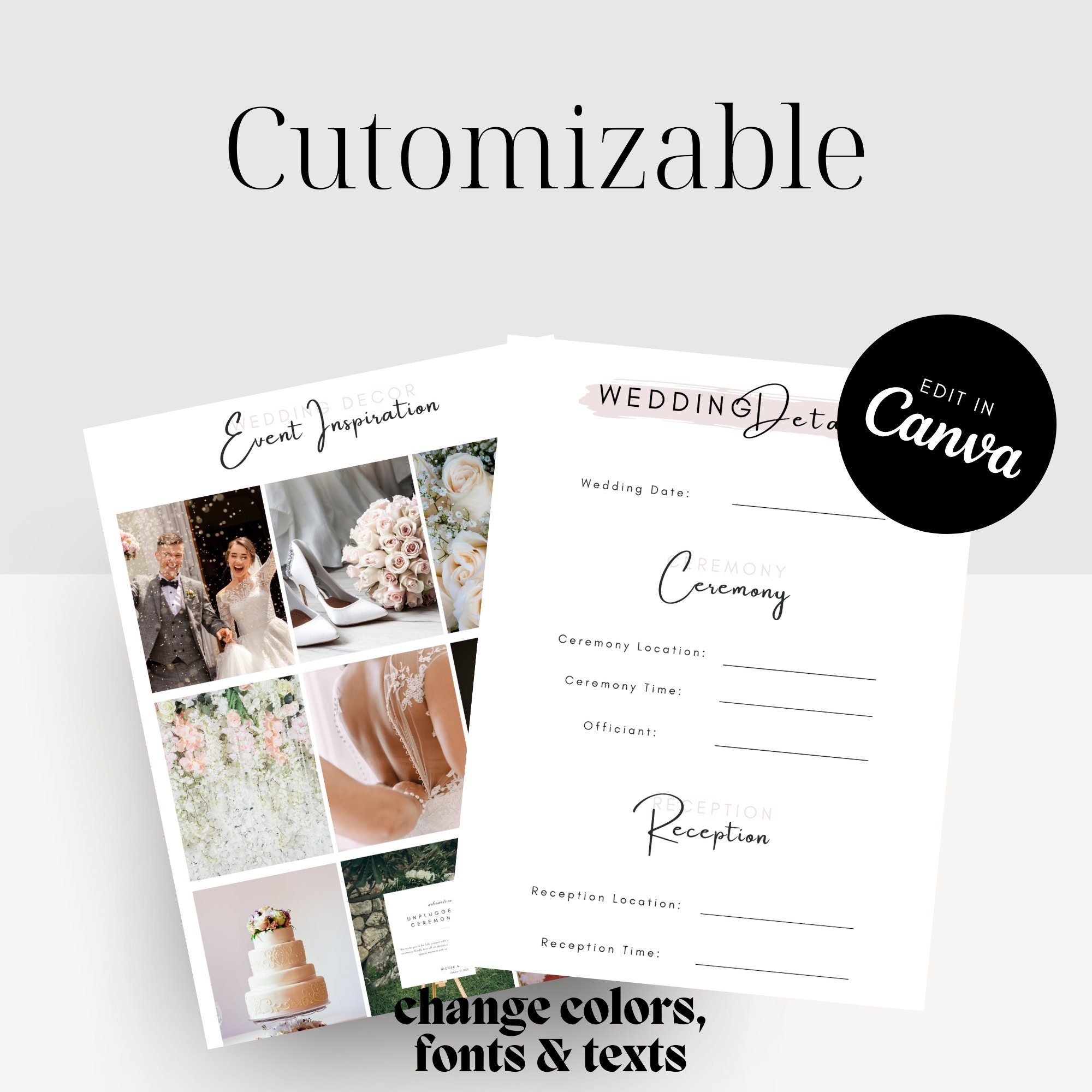 Wedding Planner Book, Wedding Planning Checklist, Wedding Itinerary ...