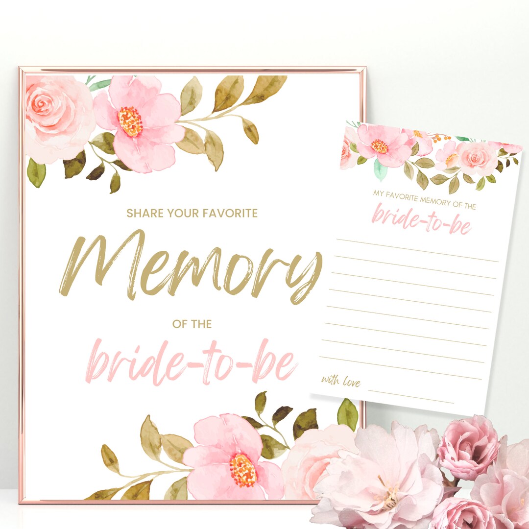 Favorite Memory of the Bride to Be Sign and Notecard, Printable Bridal ...