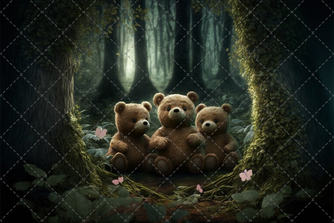 Teddy Bear Forest Background Image Png for Photoshop - Etsy
