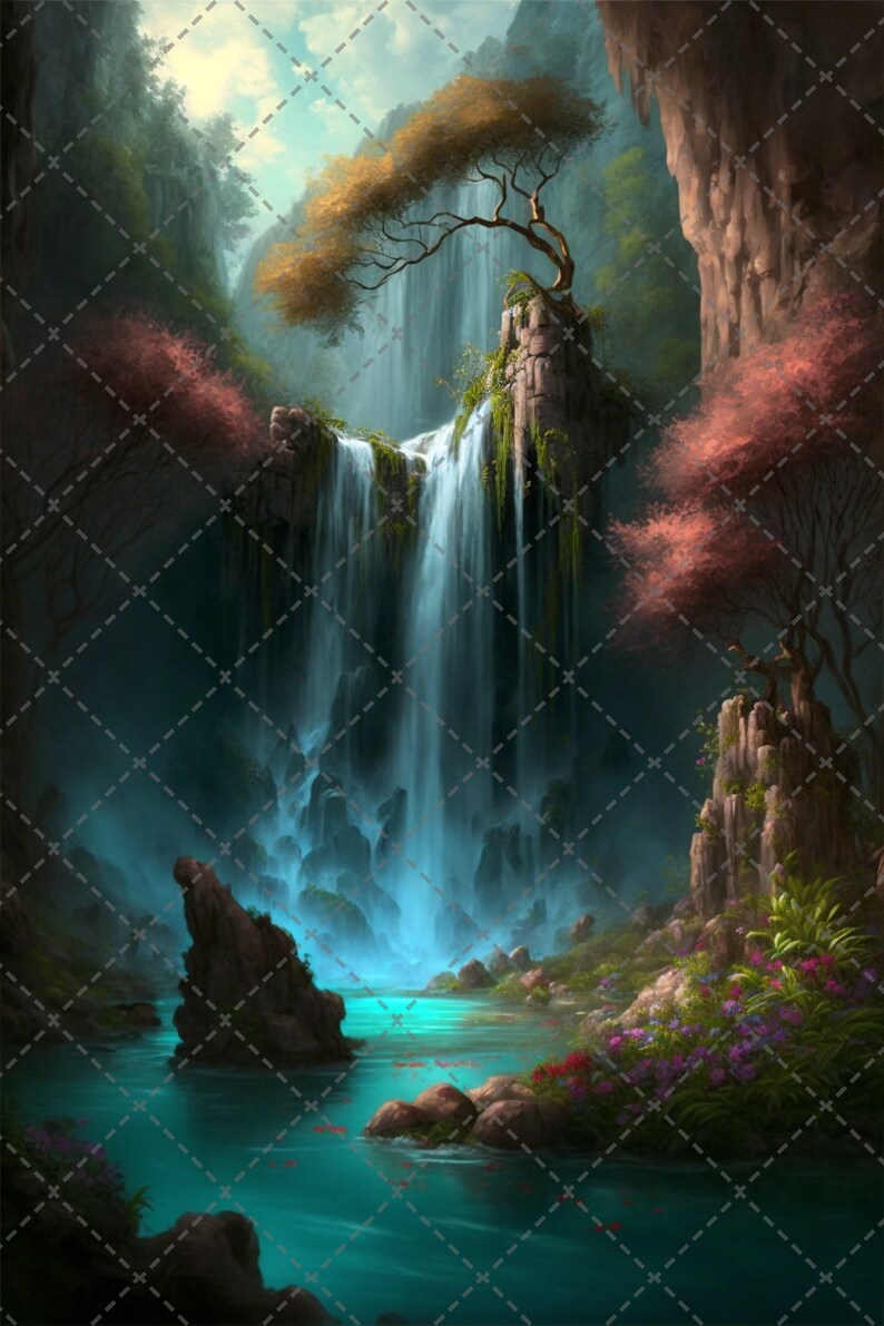 Dreamy Waterfall Photoshop Background PNG - Etsy