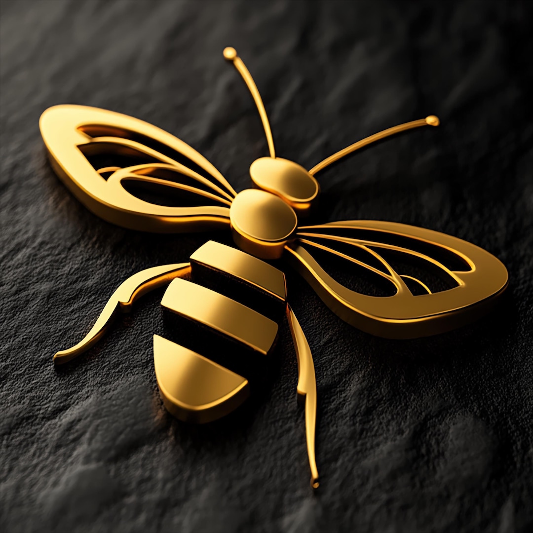 3D Gold Bee Logo Elegant PNG & SVG Files for Branding - Etsy