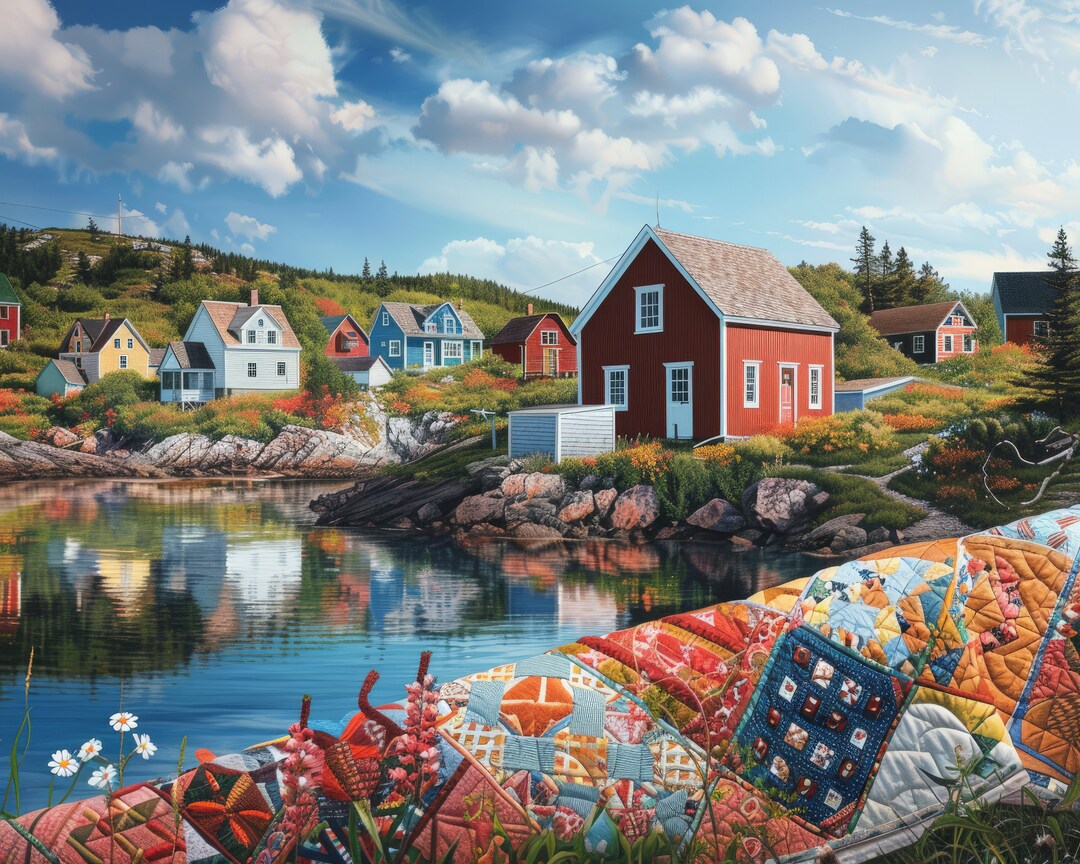 Newfoundland Quilt Art: Realistic Scenic Landscape Tapestry Decor ...