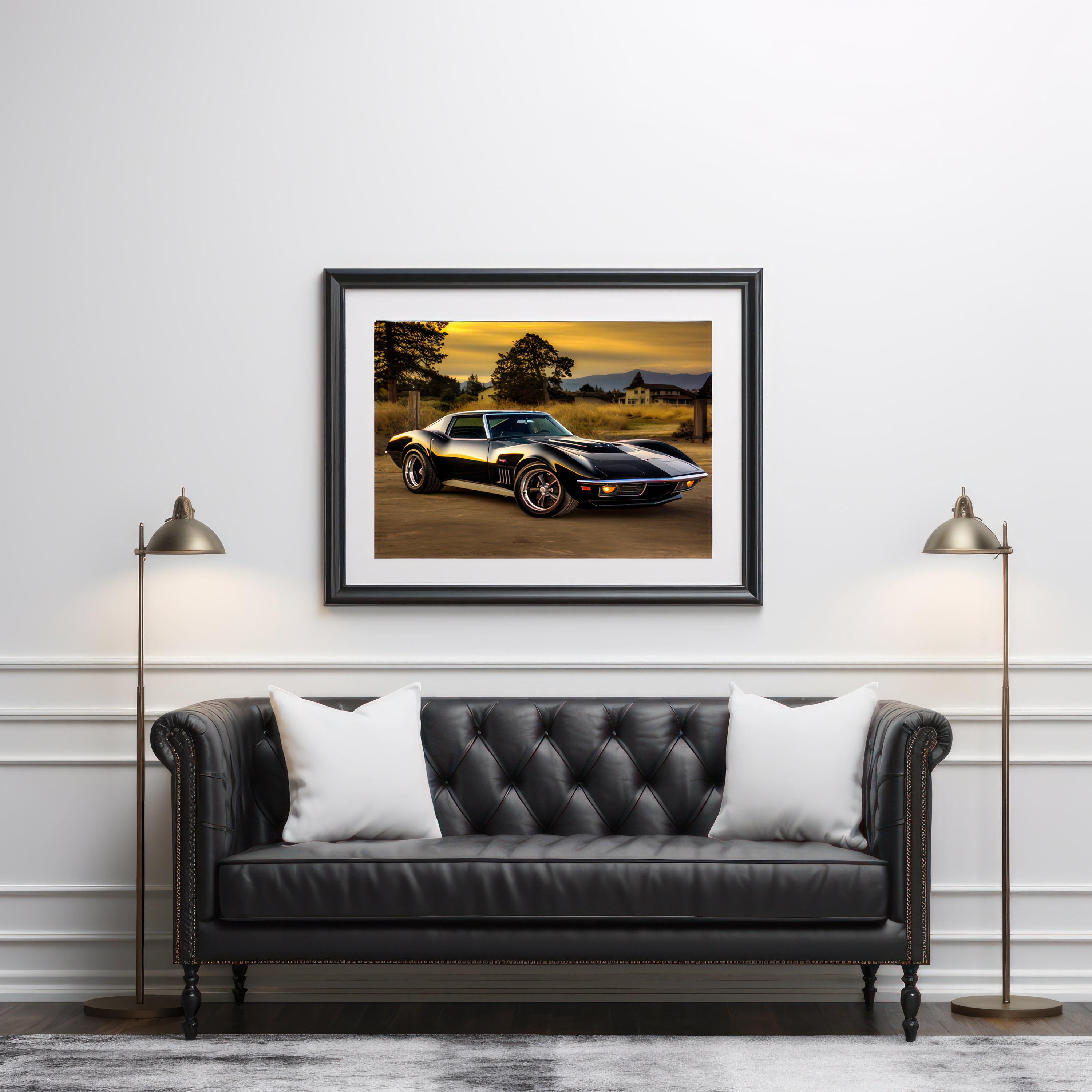 1969 Black Corvette Stingray Digital Wall Art Print for Home Decor - Etsy