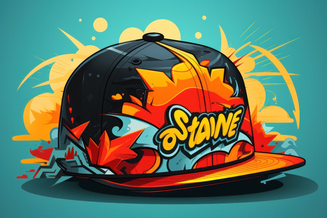 Hip Hop Cap Graffiti Style Artwork Illustration Digital Wall - Etsy