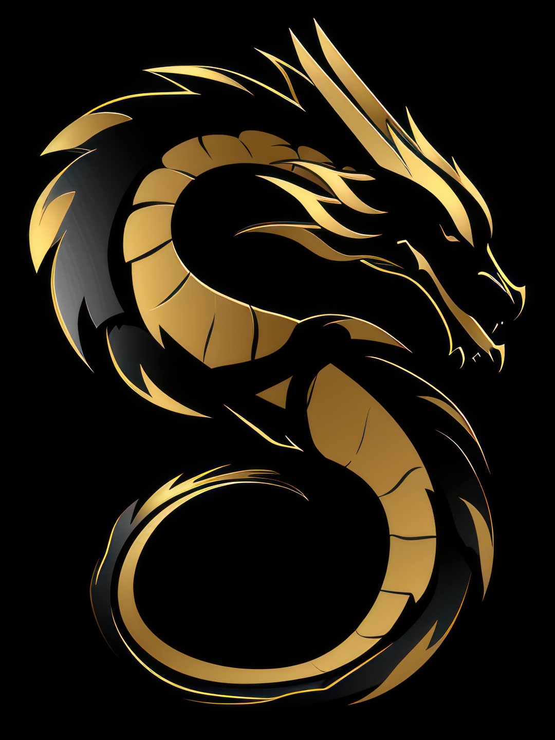 Sleek Black and Gold Dragon Mascot Logo - Unique Brand Finesse! PNG ...