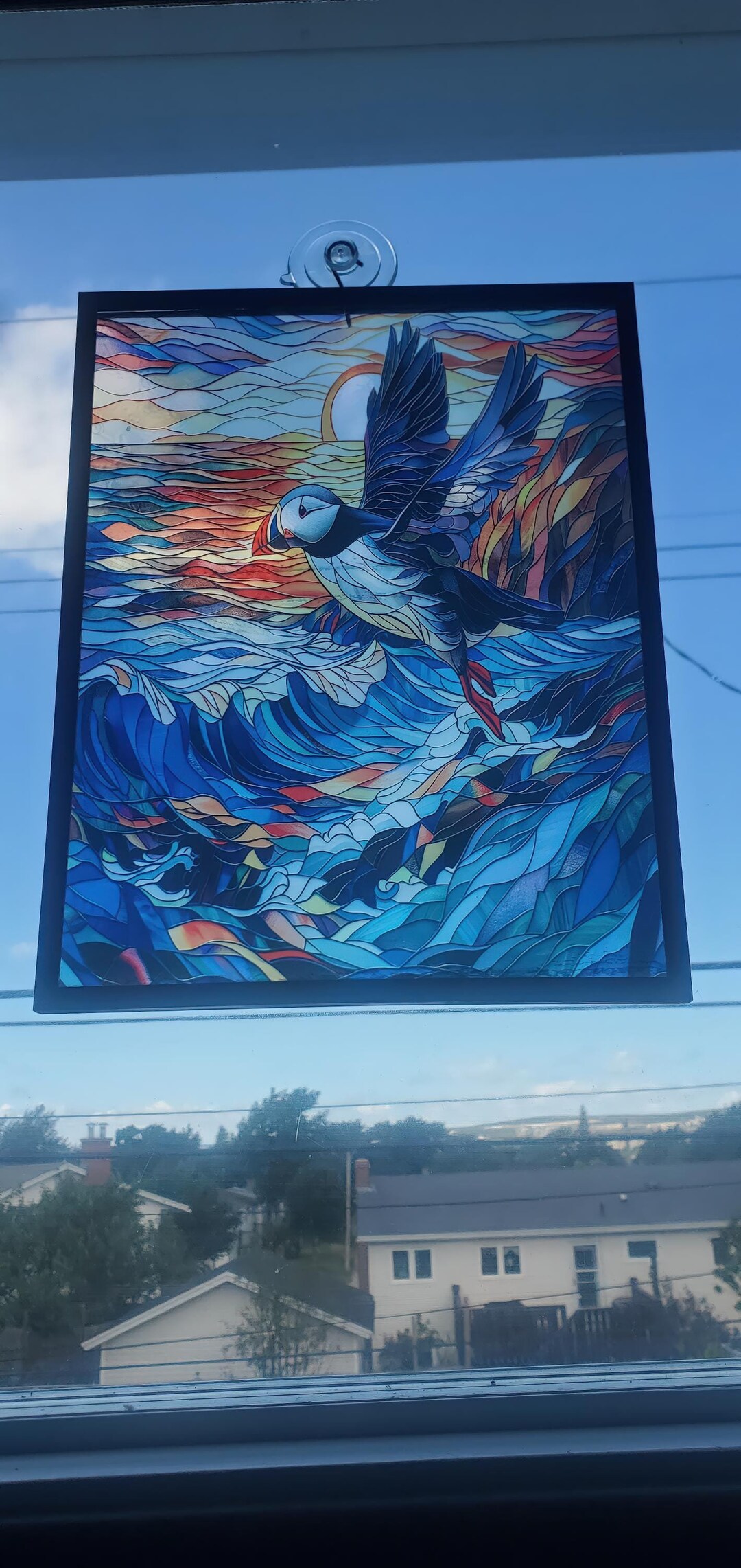 Stunning Puffin Coastal Glass Art Panel - Handcrafted Nature Inspired ...