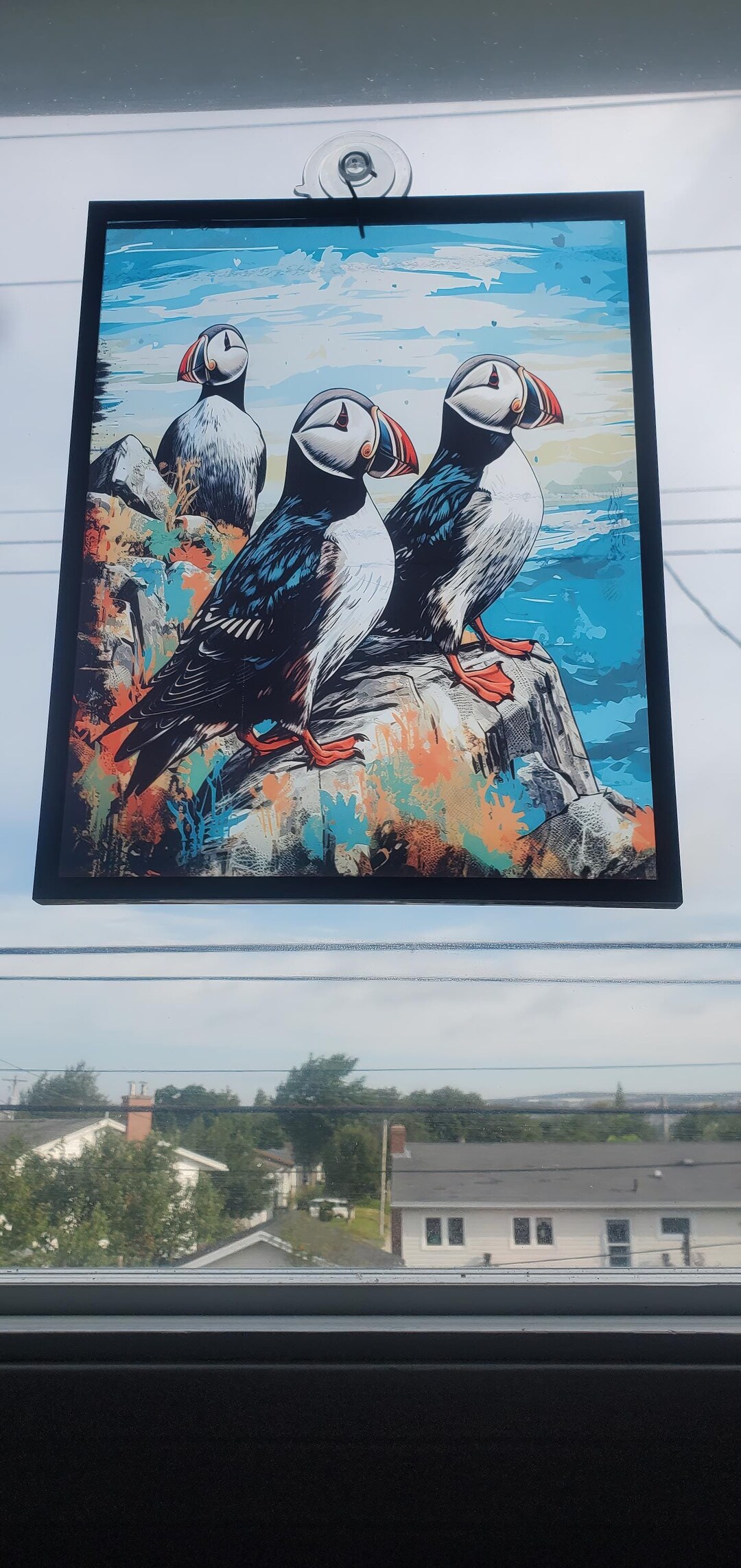 Rustic Newfoundland Coastal Puffin Glass Art Panel Home Decoration - Etsy
