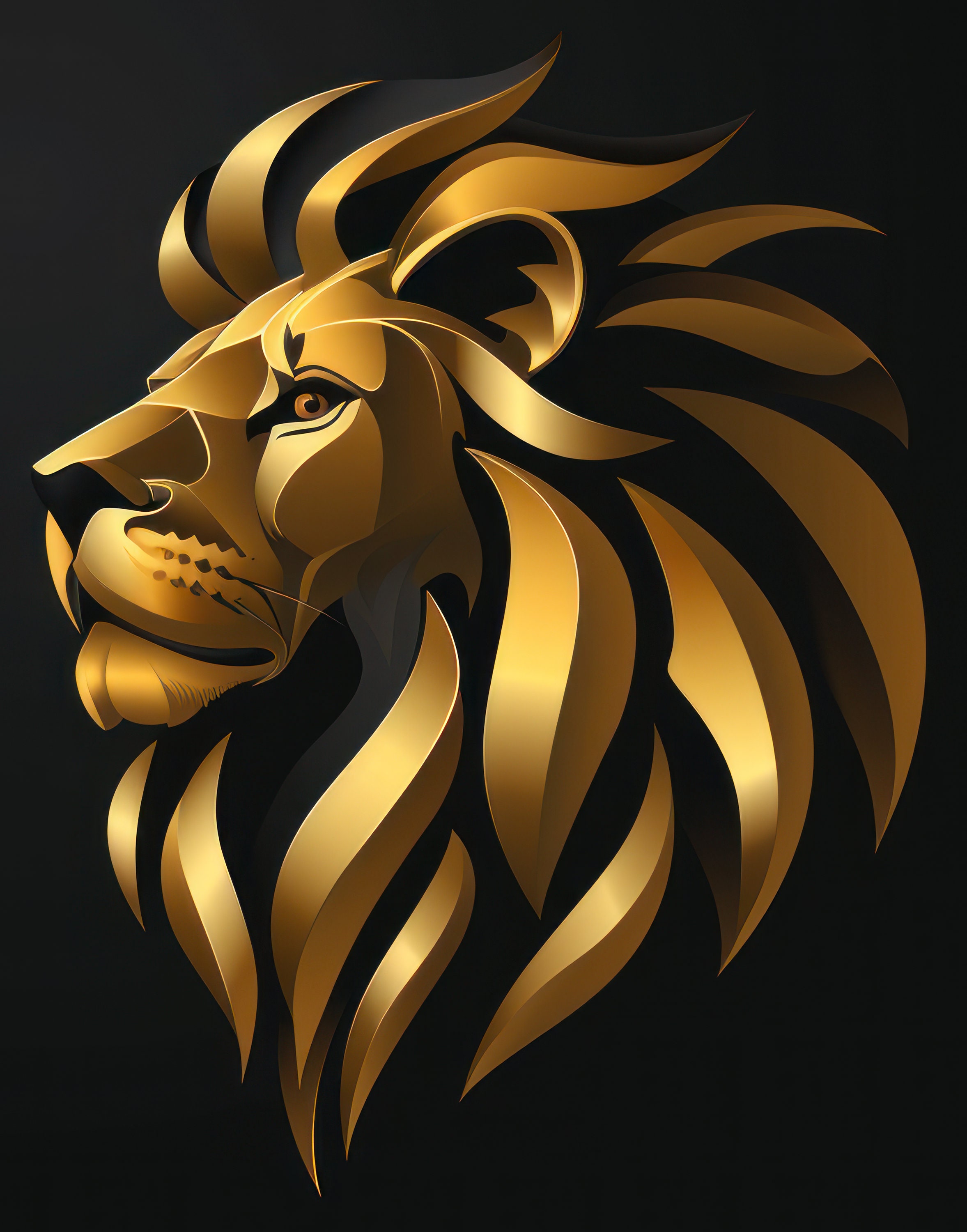 Majestic Golden Lion Logo - Striking Digital Print for Business Branding and More! PNG & SVG - Etsy