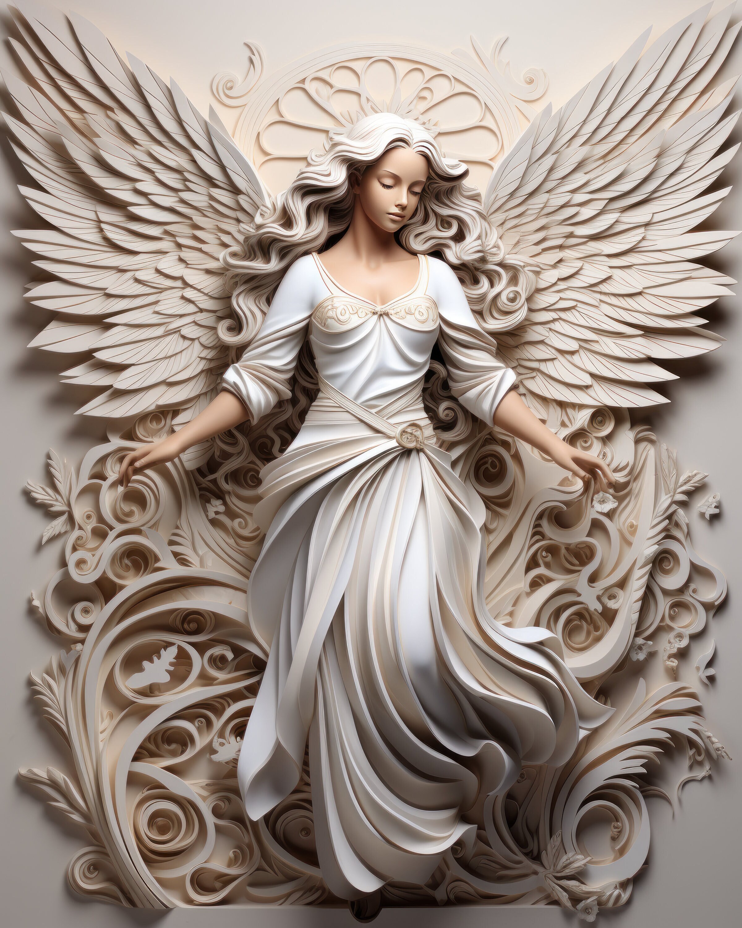 High Detail 3D Angel Printable Digital Art for Modern Home Decor - Etsy