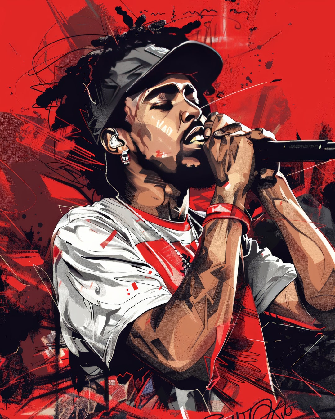 J Cole Rapper Art Print Authentic Hip-hop Swagger - Etsy