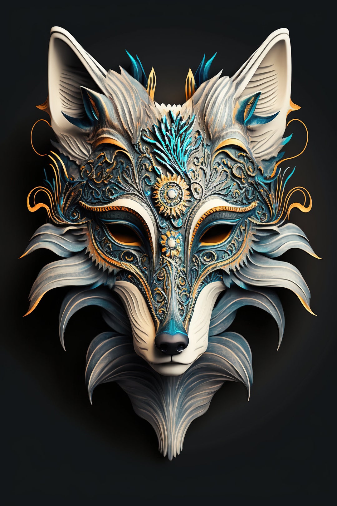 Photo Festive Carnival Ceramic Wolf Mask - Etsy