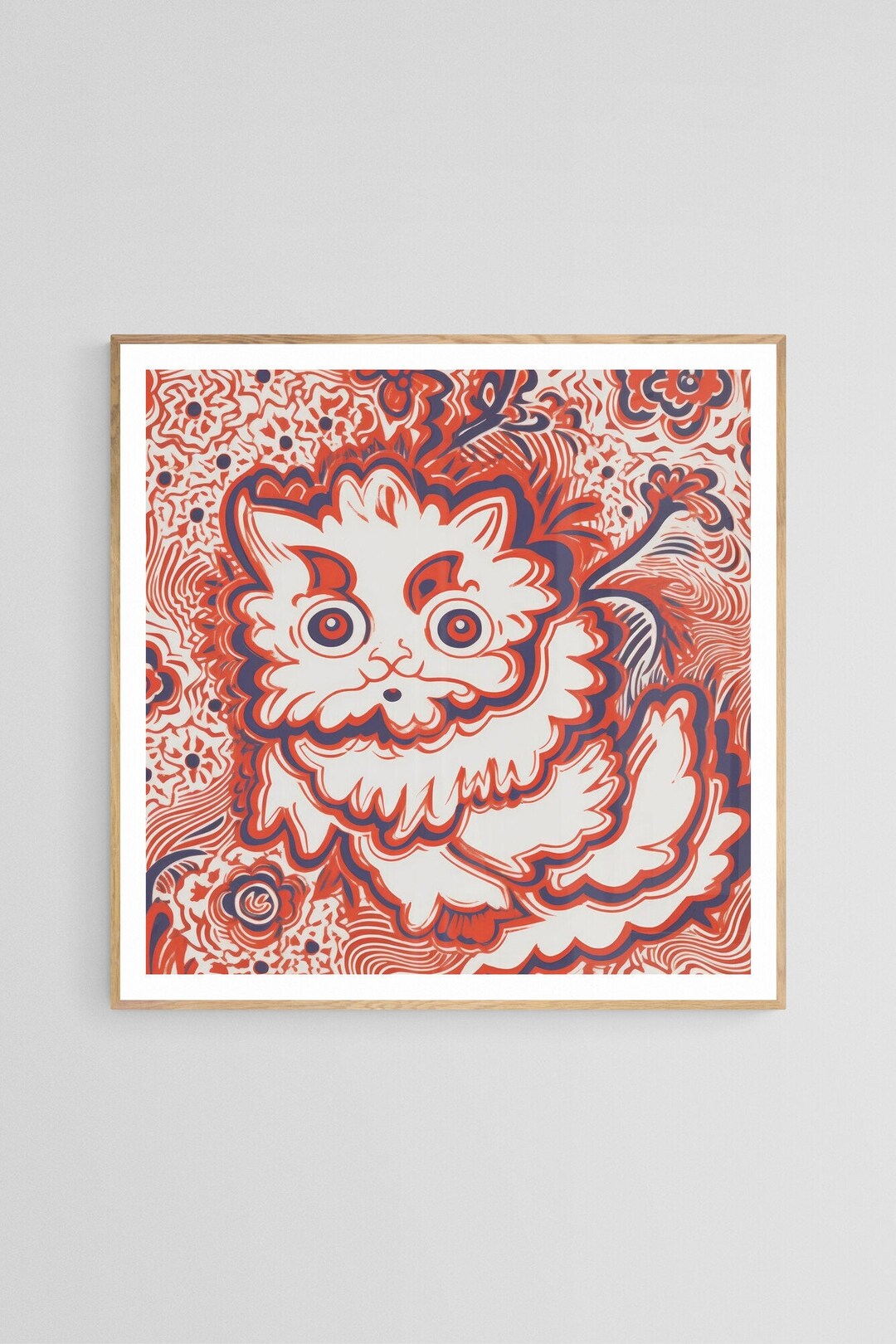 Hallucinating Psychedelic Cats Set Digital Art Poster Wall Decor ...