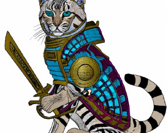 Cat Samurai Wall Art - Etsy