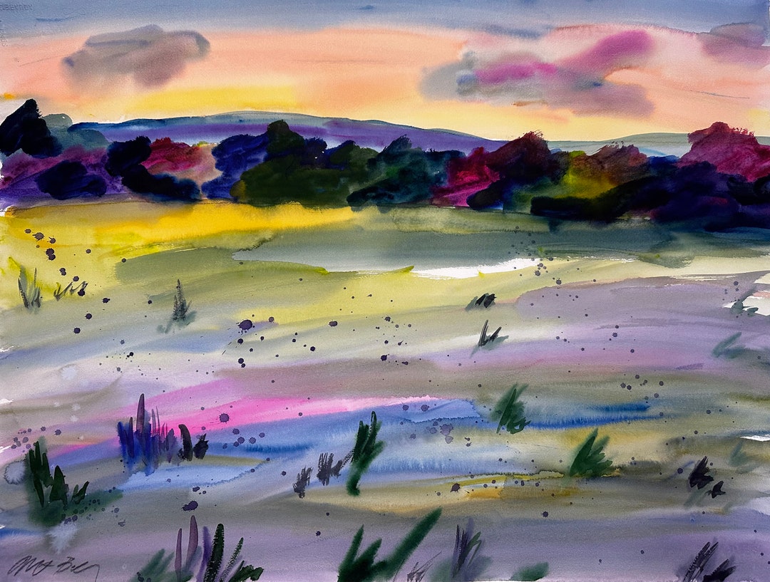 Summer Lawn | Original Watercolor Landscape Painting - Etsy