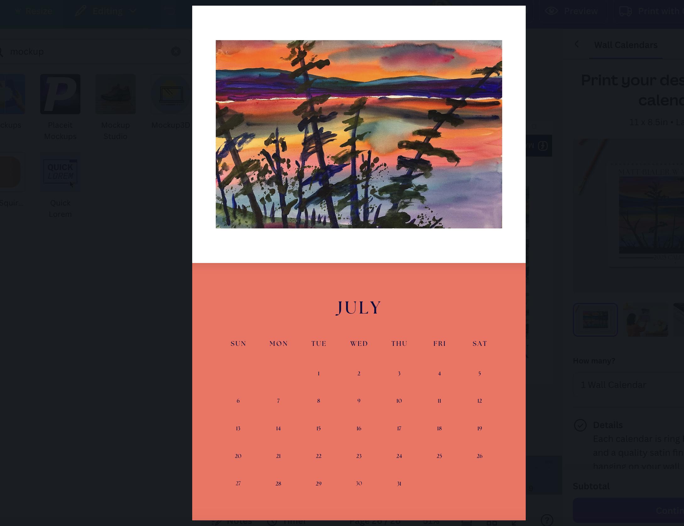 2025 Watercolors Calendar *NEW* | 11 X 8.5in Matt Bialer Watercolors 26 ...