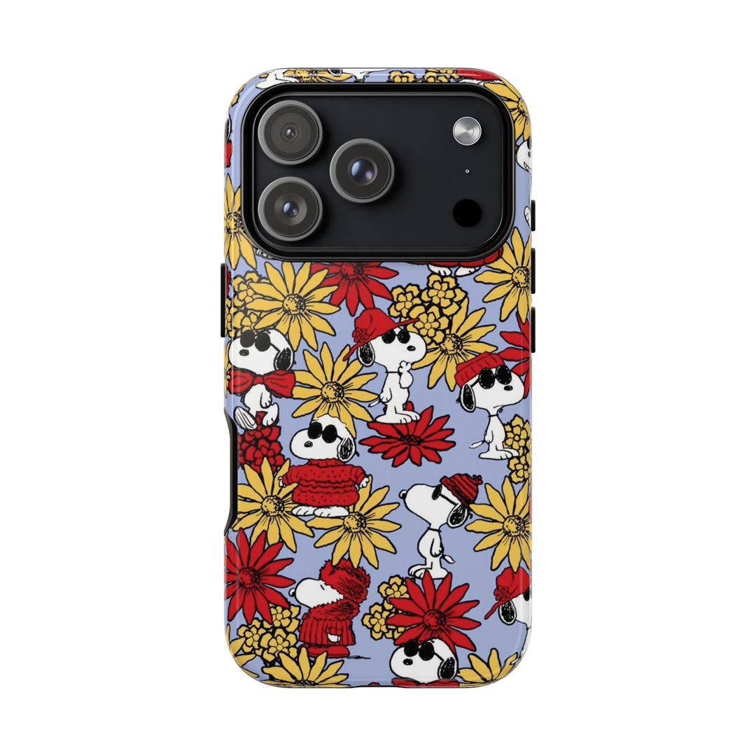 Snoopy Floral Tough Phone Case | Cartoon Peanuts Design - Etsy