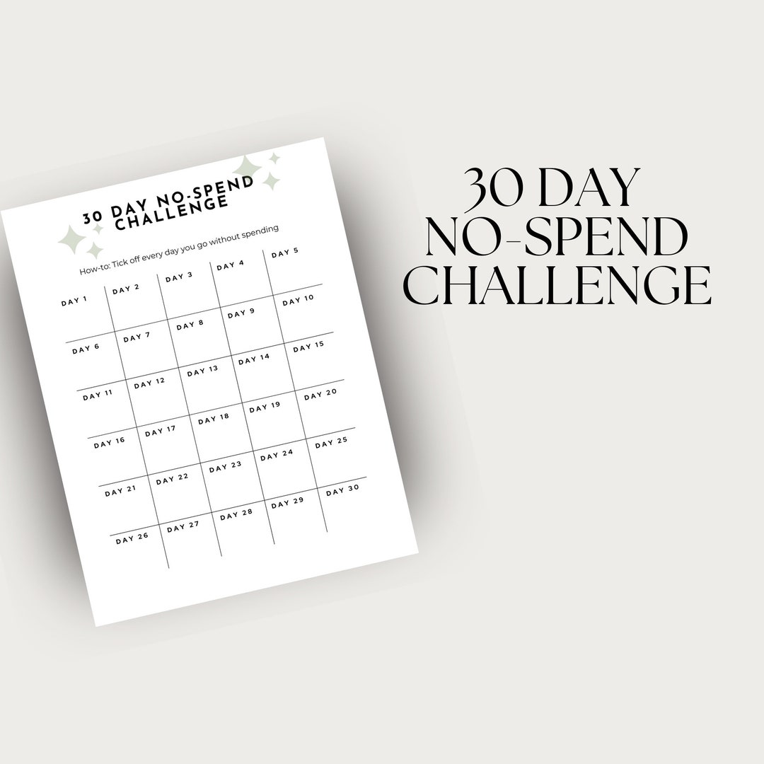 30-day No-spend Challenge Printable Savings Challenge for Budgeting ...