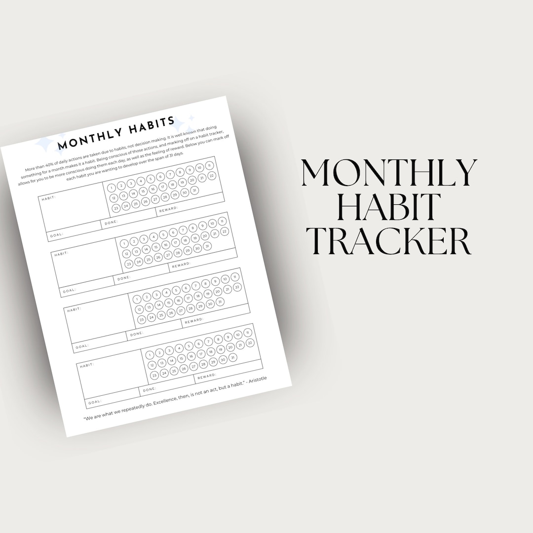 31-day Habit Tracker Printable Tracker to Build New Habits in 31 Days ...
