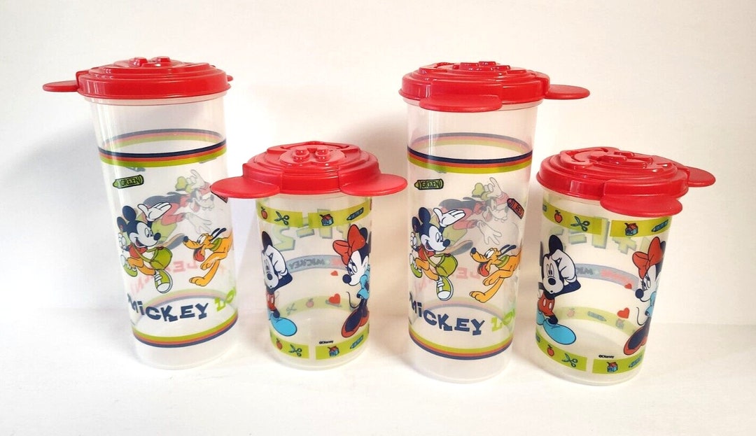 Tupperware Disney Cups Set With Lids Mickey Minnie Goofy Pluto - Etsy