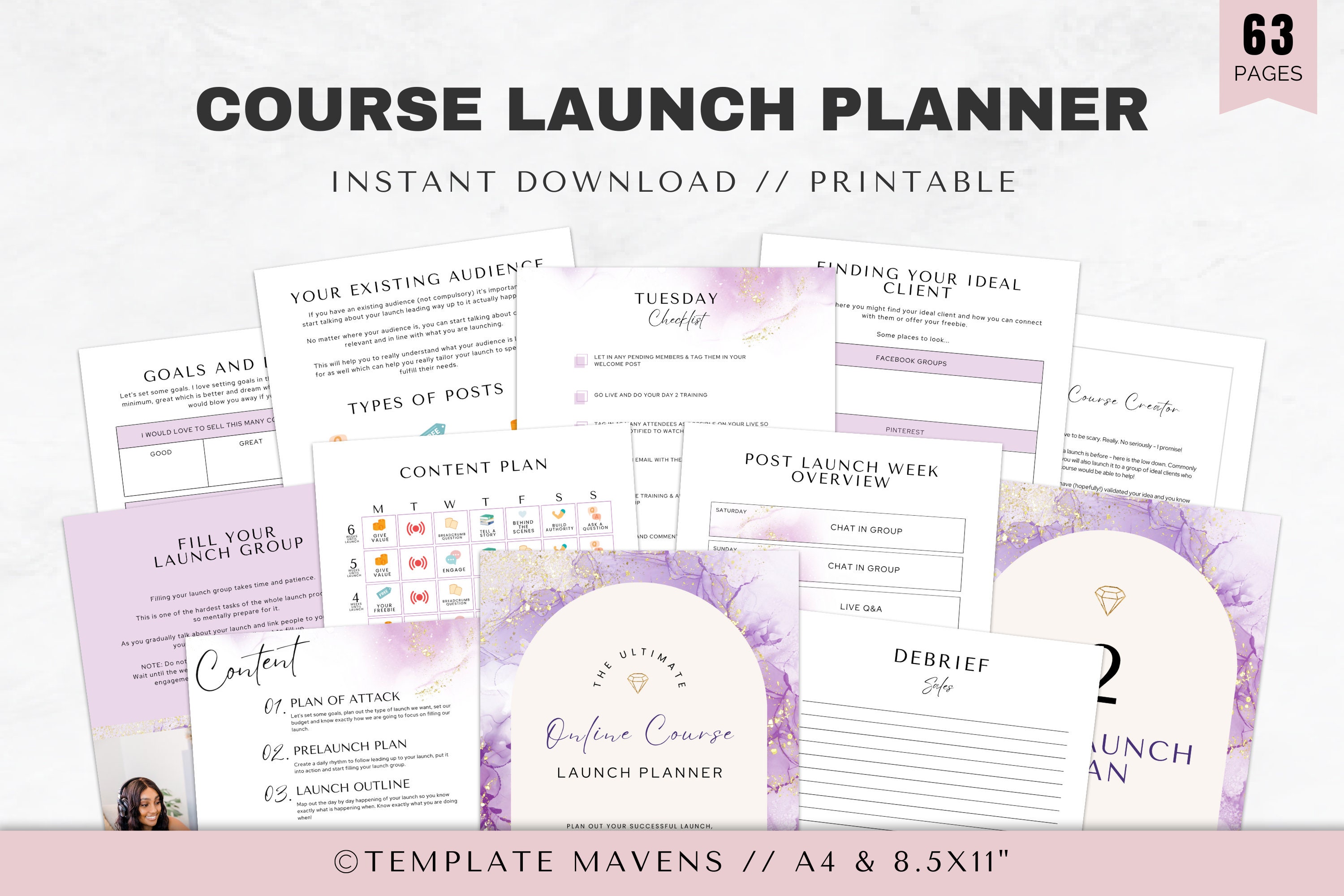 Course Creator Launch Planner | Printable Online Course Planner ...