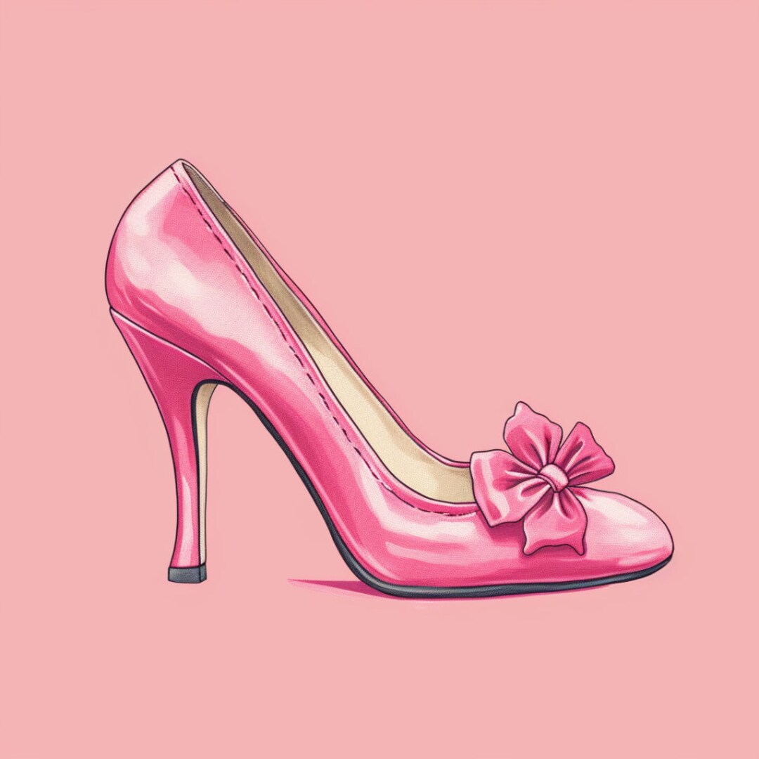 Vintage Pink Stiletto High Heel With Bow, Digital Wall Art, AI Art - Etsy