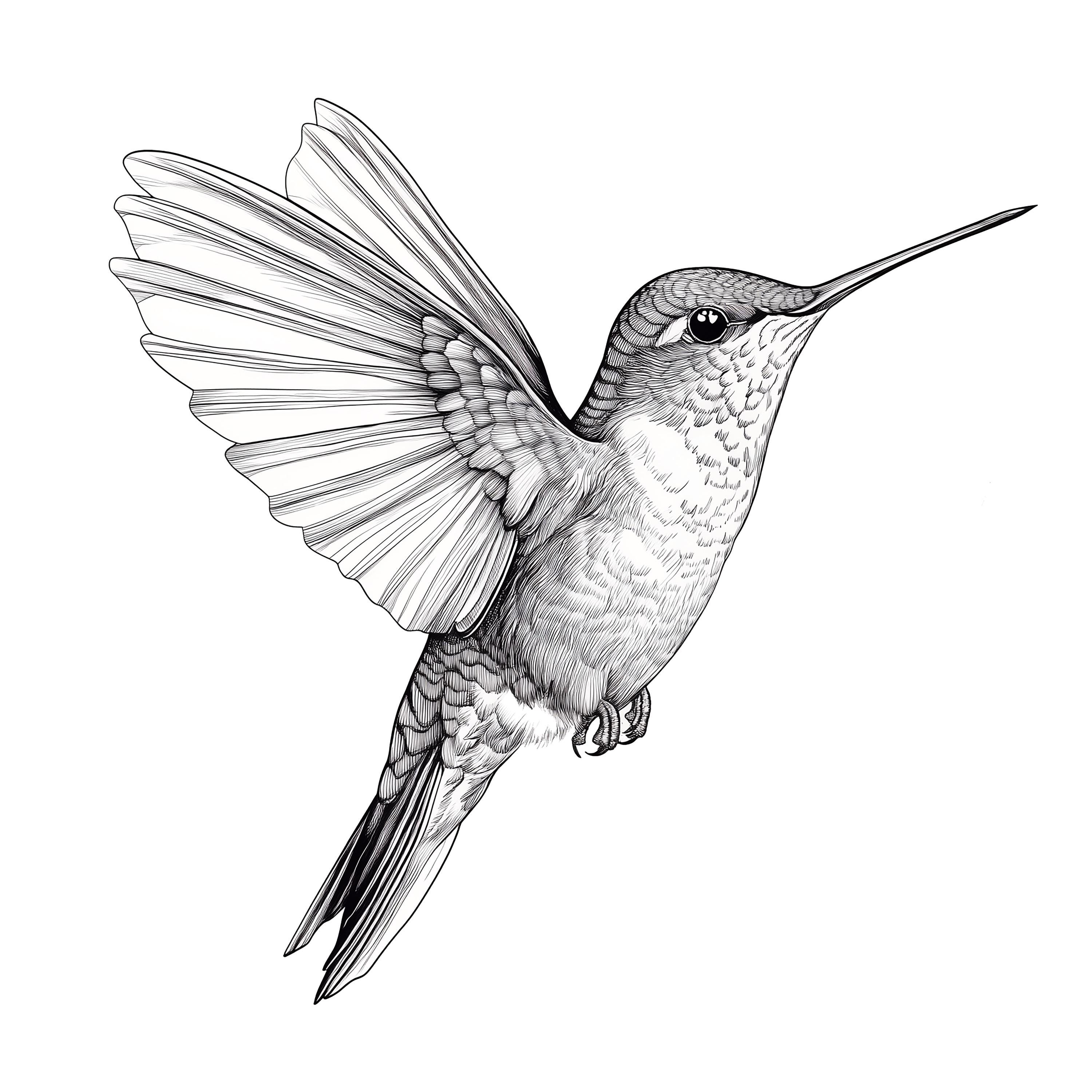 Fine Line Black Hummingbird Tattoo Design - Etsy