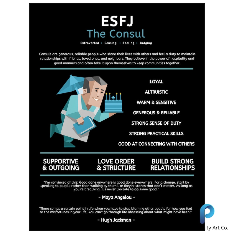 Myers Briggs ESFJ Art Print Poster Quotes Gifts for ESFJ - Etsy