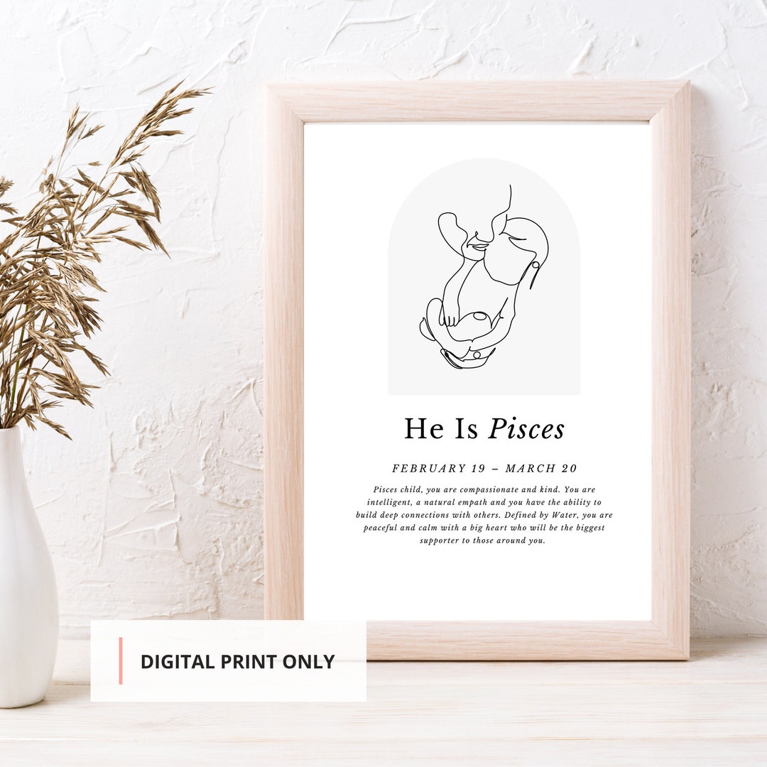 Christmas Gift, Zodiac, Pisces Printable, Horoscope, Star Sign, Digital ...