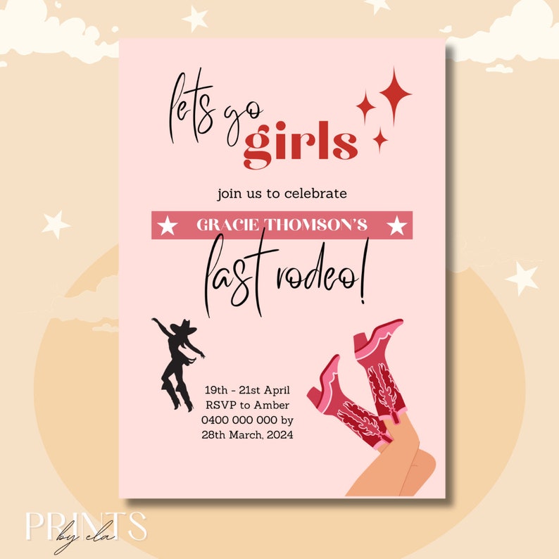 Last Rodeo Bachelorette Invitation and Itinerary Canva Template, Last ...