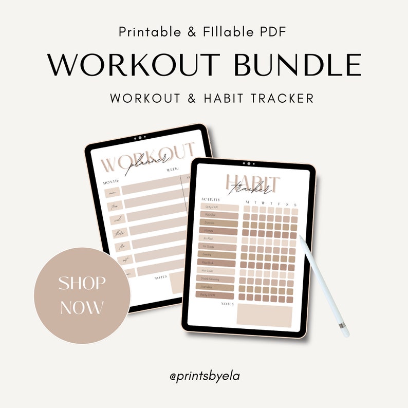 Printable, Editable PDF Workout and Habit Tracker Digital Bundle - Etsy