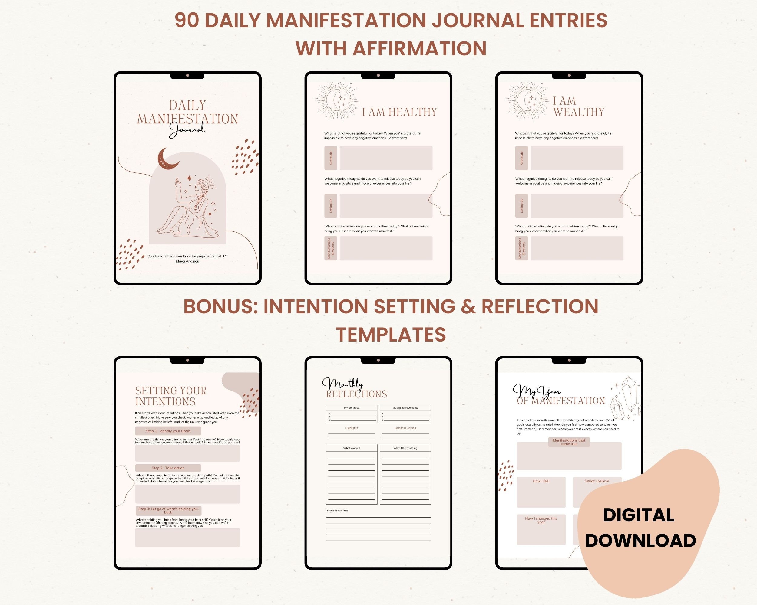 2023 Daily Affirmation and Manifestation Journal Entry Templates|bonus ...